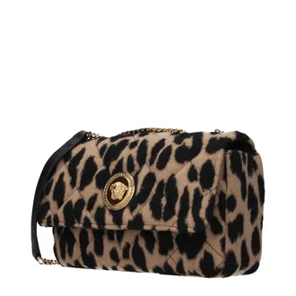 Versace Womens Brown Wool Shoulder Bag