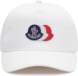 Moncler unisex, Accessoires, Blanc, Taille: M Casquette de baseball en coton avec logo tricolore