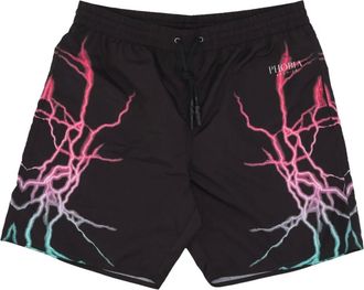 Phobia Archive Homme, Maillots de bain, Noir, Taille: XS Bicolor Lightning Print Swim Shorts
