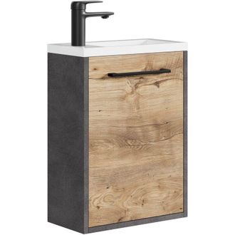 Badplaats Badplaats Meuble Lave-mains Florence 40 x 22 cm - Gris avec Ch&ecirc;n