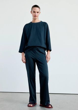 Mango T-shirt de pyjama avec liser&eacute; contrast&eacute; bleu marine - Femme - S - MANGO