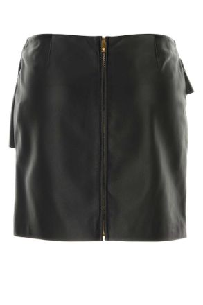 Versace Womens Black Leather Mini Skirt Gonne