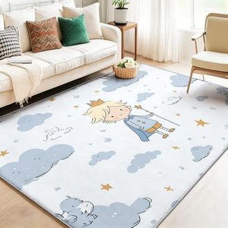 Generic Bleu Clair Tapis de Bain antid&eacute;rapant, Moquette d&eacute;coratifs Dessin Anim&eacute; Mignon Prince Nuages Motif r&eacute;sistant &agrave; la d&eacute;coloration Hydrofuge pour Salon Ch