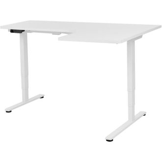 Beliani Beliani - Schreibtisch Rechts Wei&szlig; Melamin L-Form 160x59 cm mit Metallgestell Elektrisch H&ouml;henverstellbar B&uuml;ro Steh-Sitz-Tisch Stehtisch