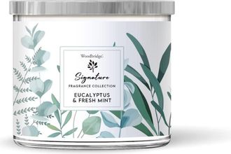 Woodbridge Candle Duftkerze im Glas mit Deckel | Eucalyptus & Fresh Mint | Duftkerze Frisch | Kerzen 3 Docht | Kerzen lange Brenndauer (40h) | Geschenk für Frauen