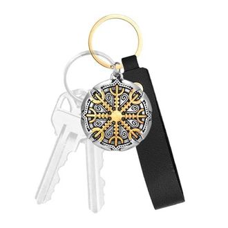 Generico yakermur Porte-clés avec breloque rune nordique - Porte-clés mythologie nordique - Corde en cuir - Accessoires de bijoux - Porte-clés rune rétro pour 