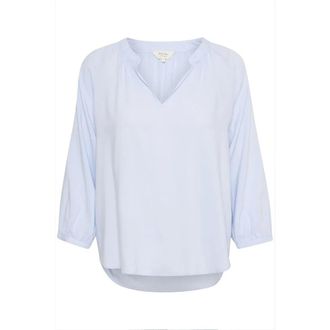 Part Two Blouse imprim&eacute;e Heather col en V - Femme - Blouses et Chemises - Bleu - Taille: 46 FR