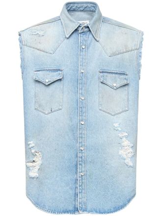 Maison Margiela chemise à design sans manches - Bleu