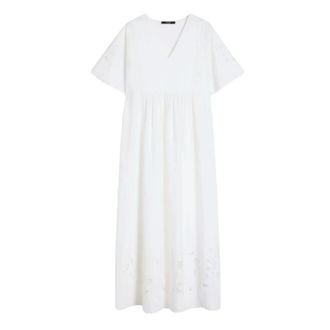 Max Mara Tartufo Kleid aus Baumwoll-Popeline mit Ajourstickerei - - Dresses - Damen - Wei&szlig; - S