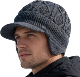 Generico Bonnet thermique - Couvre-chef pour homme par temps froid | Fibre acrylique avec cache-oreilles, ski, randonn&eacute;e, camping, &eacute;quitation, chaussettes chau