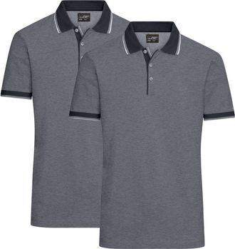 James & Nicholson Poloshirt Doppelpack Herren Poloshirt Baumwoll Pique in bicolor Optik JN704 (Doppelpack, 2er-Pack) mit Kontraststreifen