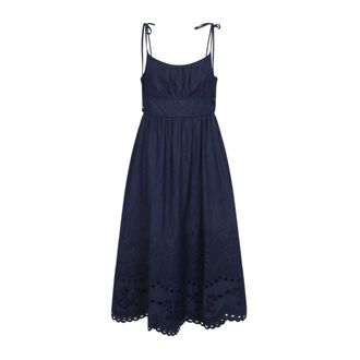 Zimmermann Robe midi en denim brod&eacute; Mahon - Femme - Robes - Bleu - Taille: 42 FR