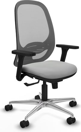 Piqueras y Crespo B&uuml;rostuhl f&uuml;r Lendenwirbels&auml;ule, verstellbar, mit 3D-Armlehnen, 3-fach verstellbar und Schaumstoff. Mit Rollen von 65 mm Nylon. Grau/Hellgrau