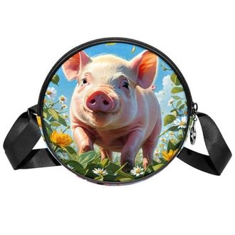 Generic Sac &agrave; bandouli&egrave;re rond pour femme, petit sac &agrave; bandouli&egrave;re avec fermeture &eacute;clair, bretelles r&eacute;glables, style d&eacute;contract&eacute;, pour femmes et filles