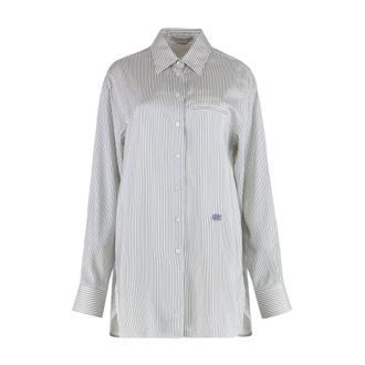 Stella McCartney Gestreiftes Seidenhemd - - Blouses & Shirts - Damen - Wei&szlig; - M