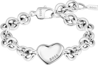 BOSS Jewelry Gliederarmband für Damen Kollektion HONEY LOVE aus Edelstahl mit einem Herzförmigen Anhänger - 1580638