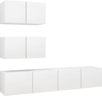 vidaXL Ensemble de meubles TV 4 pcs Blanc Bois dingénierie vidaXL