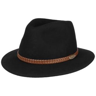 Lierys Chapeau Casual Light Traveller Homme - Made in Italy en Laine de Feutre pour avec Bandeau Cuir Hiver Automne-Hiver - 60 cm Noir
