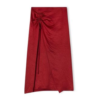 Motivi Satinrock mit Drapierung - - Skirts - Damen - Rot - XS