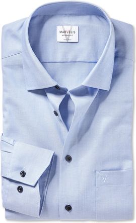 Marvelis Herren Oberhemd Langarm Dern-Fit,Einfarbig,13 New Kent,bleu 11,44