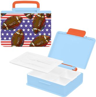 Mnsruu Bento-Box mit American Football-Muster, 1000 ml, auslaufsicher, Brotdose, Blau Lunchbox für Arbeit/Schule/Picknick