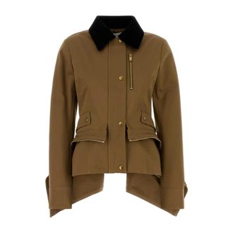 Alexander McQueen Cotton Herringbone Kickback Jacket - - Jackets - Damen - Braun - S