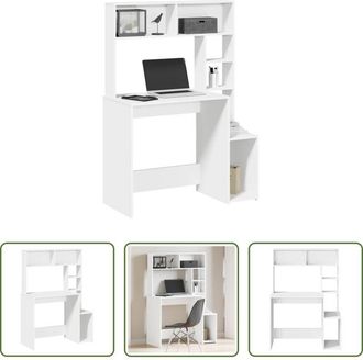 vidaXL Holzwerkstoff Schreibtisch - Schreibtisch mit Regal Wei&szlig; 100x45x140 cm Holzwerkstoff