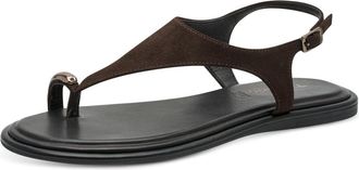 Tamaris Damen Sandalette Leder flach, braun, 39 EU