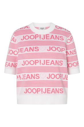 Joop Kurzarmpullover JOOP JEANS Karie, Damen, Gr. M, wei&szlig;, Strick, Obermaterial: 100% Baumwolle, regular fit normal, Pullover
