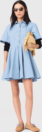 Maje Robe Chemise &Eacute;vas&eacute;e - Bleu - Maje