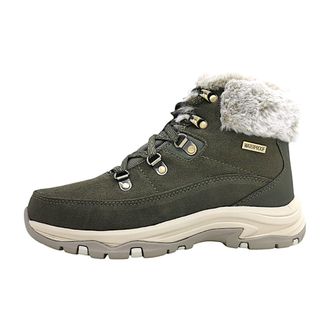 Skechers Damen Trego Snow Worries Stiefelette, Olive Suede/Duraleather/Faux Fur, 37.5 EU