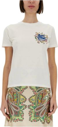 Etro Femme, Tops, Blanc, Taille: 36 FR T-shirt en coton brod&eacute;