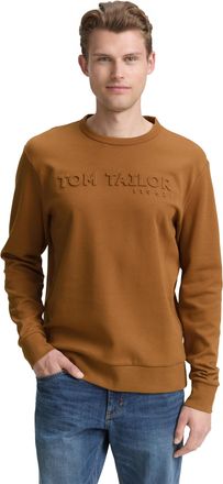 Tom Tailor Herren 1047830 Sweatshirt mit hervorgehobenem Logo-Print, 25985-Deep Cognac, XL