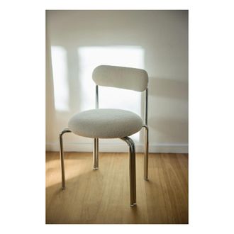 Gabrielle Paris Chaise en bouclette et acier chrom&eacute; Violette Gabrielle Paris