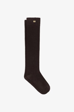 Ganni Hohe Socken aus Wollmischung braun