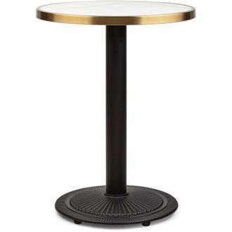 Blumfeldt Table de bistrot Blumfeldt style art nouveau - Table marbre - 57,5 x 72 cm (&oslash;xh - Table bar - plateau rond en marbre - noir, blanc & or