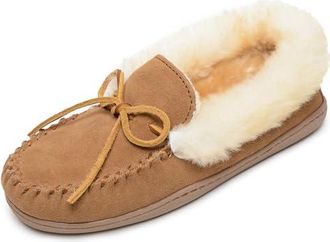Minnetonka Womens Alpine Sheepskin Moc, Tan 10 M US
