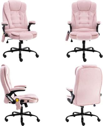 vidaXL Vidaxl - Massage-Bürostuhl Rosa Samt - Massage Stuhl - Bürostuhl - Ergonomischer Stuhl - Samtstuhle - Rosa Bürostuhl - Home & Living