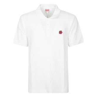 Kenzo Wei&szlig;e Rose Besticktes T-Shirt Polo - - Tops - Herren - Wei&szlig; - M