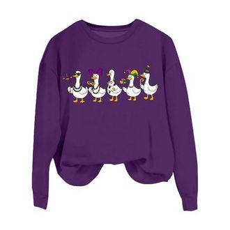 Generic Sweat-shirt &agrave; col rond pour femme - Pull &agrave; manches longues - Sans capuche - Haut d&eacute;contract&eacute; - Automne - Hiver 2026 - Imprim&eacute; tendance - Col ras du co