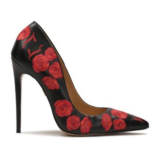 Kazar Elegante schwarze Stilettos mit roten Blumen - - Shoes - Damen - Mehrfarbig - 39 EU