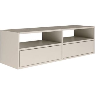 Selsey Selsey - Framme - hängendes TV-Board mit zwei Klappen und offenen Ablagen, Kaschmirgrau, 100 cm