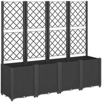 vidaXL Jardini&egrave;re avec treillis noir 160x40x140 cm PP vidaXL