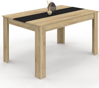 IDMarket Rechteckiger Esstisch Georgia 6 Personen Buchenholznachbildung und schwarz 140 x 90 cm