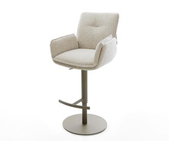 DELIFE Barstuhl Nela-Flex Webstoff Soft Beige Drehfu&szlig; h&ouml;henverstellbar Metall Titanfarben, Barst&uuml;hle