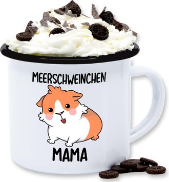 Shirtracer Emaille Tasse Blechtasse - Statement - Meerschweinchen Mama - 300 ml - Wei&szlig; Schwarz - geschenkartikel meerschwein statements guinea pig becher frohes 