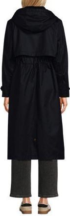 Lands End Langer, gewachster Mantel mit Kapuze, Damen, Größe:36-38 petite, Schwarz, Baumwolle/Polyester, by Lands End