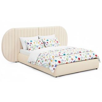 Menzzo Lit coffre-complet avec t&ecirc;te de lit modulable Cocon 140x200cm Tissu Beige