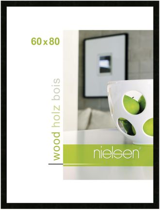 Nielsen Design Bilderrahmen, 60 x 80 cm, Holz, Schwarz, Posterrahmen zum Aufh&auml;ngen im Hoch- & Querformat, Echtglas, Essential
