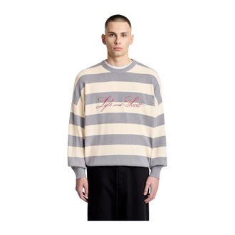Lyle & Scott Mid Knits Gestreifter- bestickter Jumper - - Knitwear - Herren - Grau - S